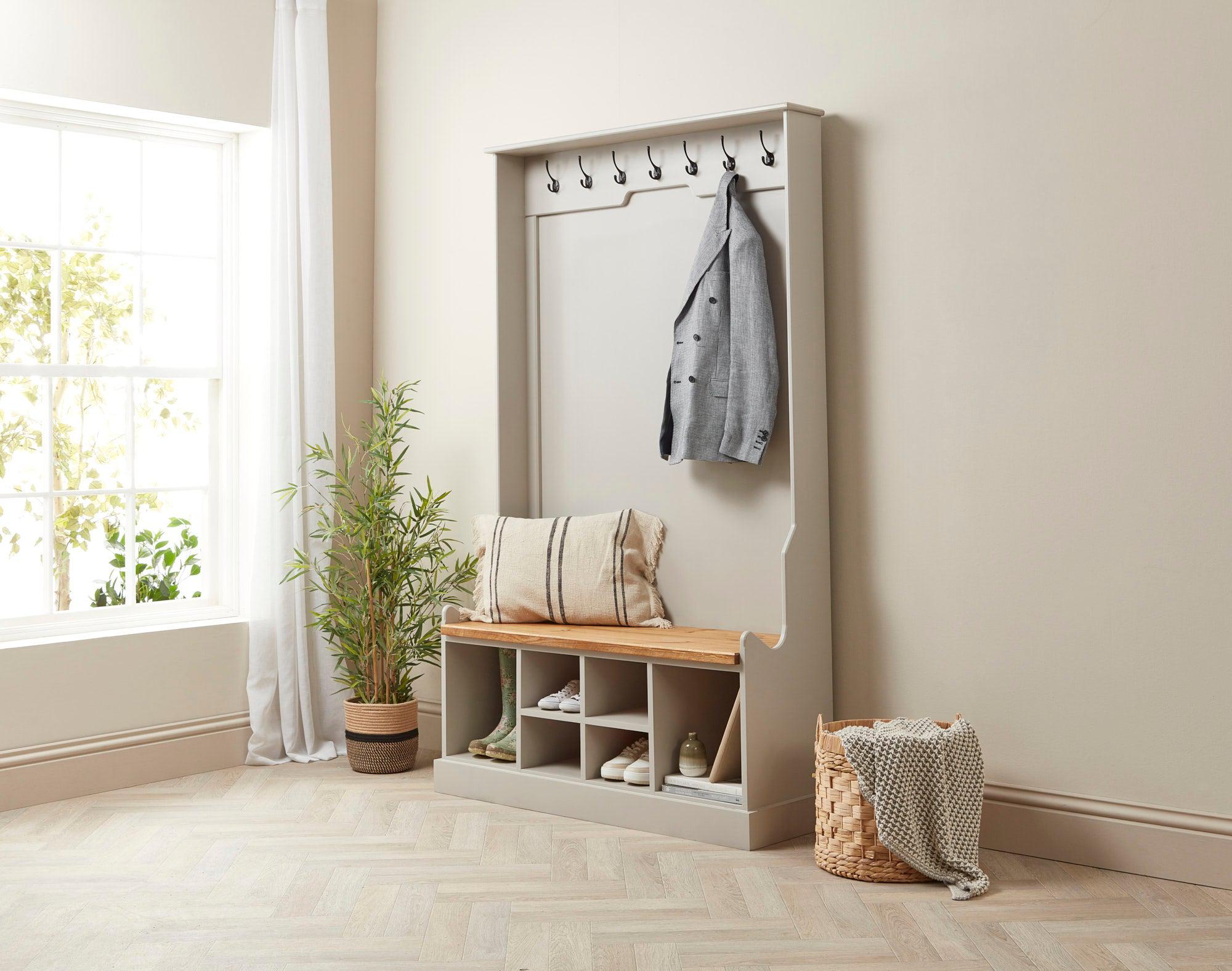 Tall Painted Monks Bench with Boot & Shoe Storage - Off the Grain