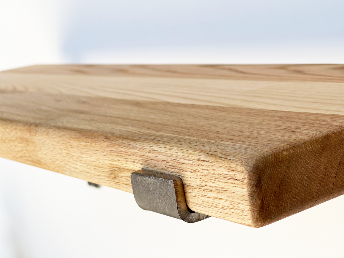 Heritage Oak Shelf with Industrial Metal Brackets – 30x3cm - 100cm ...