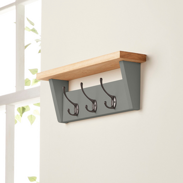 Grey Coat Rack with Shelf | Solid Wood Painted Coat Hooks & Shelf - Off ...
