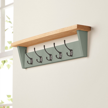 Grey Coat Rack with Shelf | Solid Wood Painted Coat Hooks & Shelf - Off ...