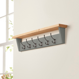 Grey Coat Rack with Shelf | Solid Wood Painted Coat Hooks & Shelf - Off ...