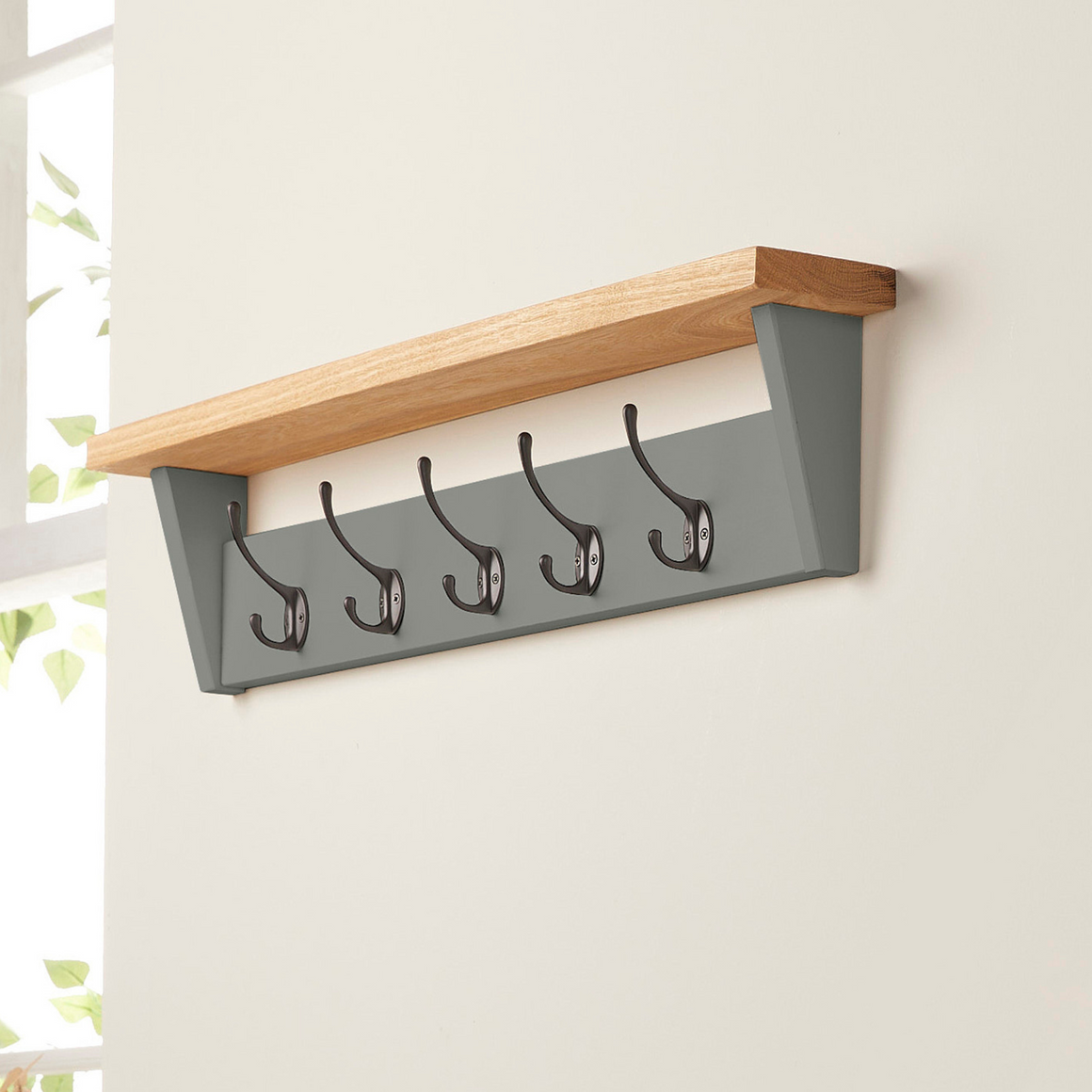 Grey Coat Rack With Shelf | Handcrafted in Yorkshire - Off the Grain